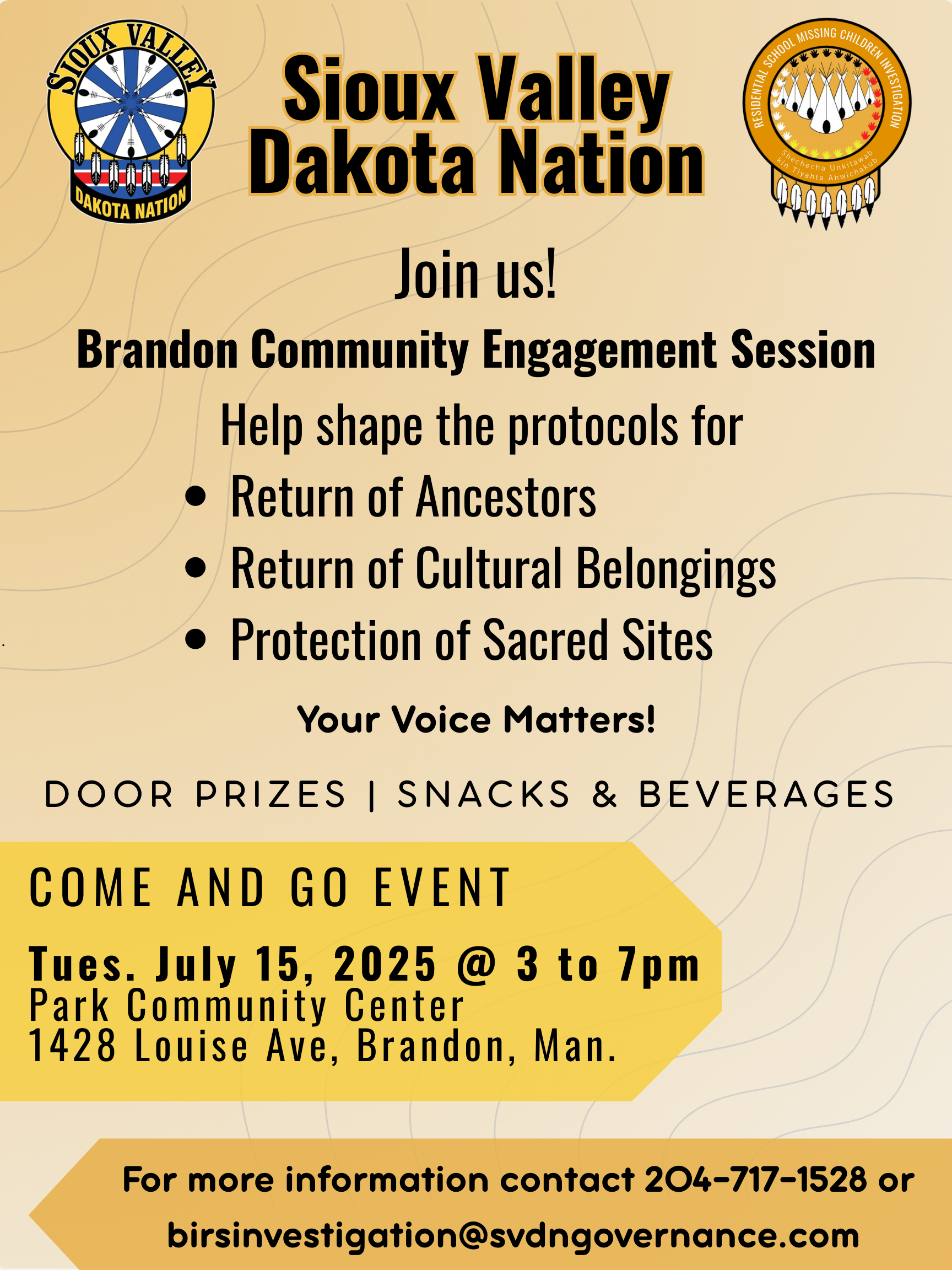 Brandon Community engagement session – Sioux Valley Dakota Nation